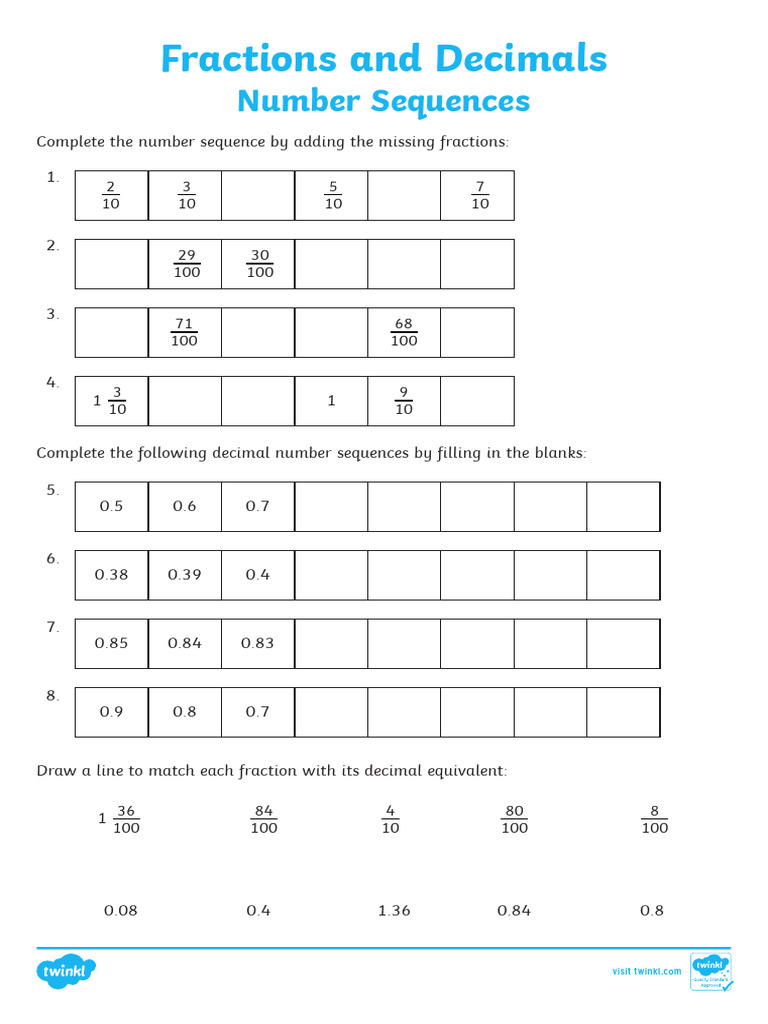 Fractions and Decimals Sequences | PDF