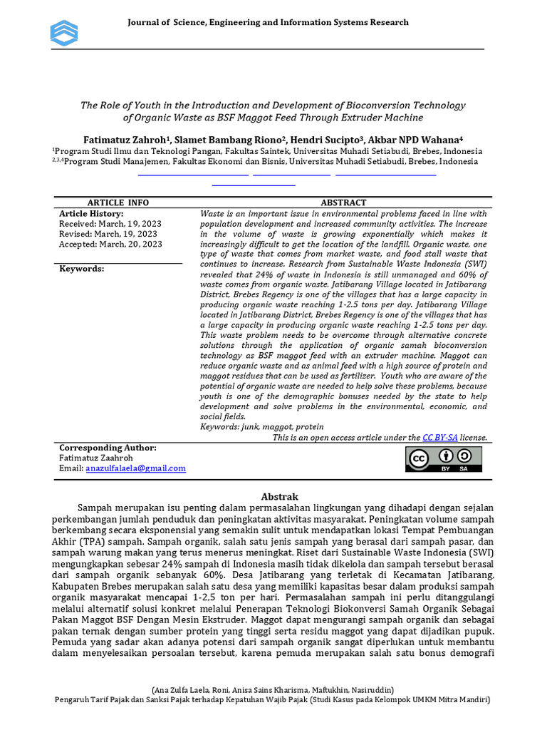 Peran Pemuda Dalam Pengenalan Dan Pengembangan Teknologi Biokonversi ...