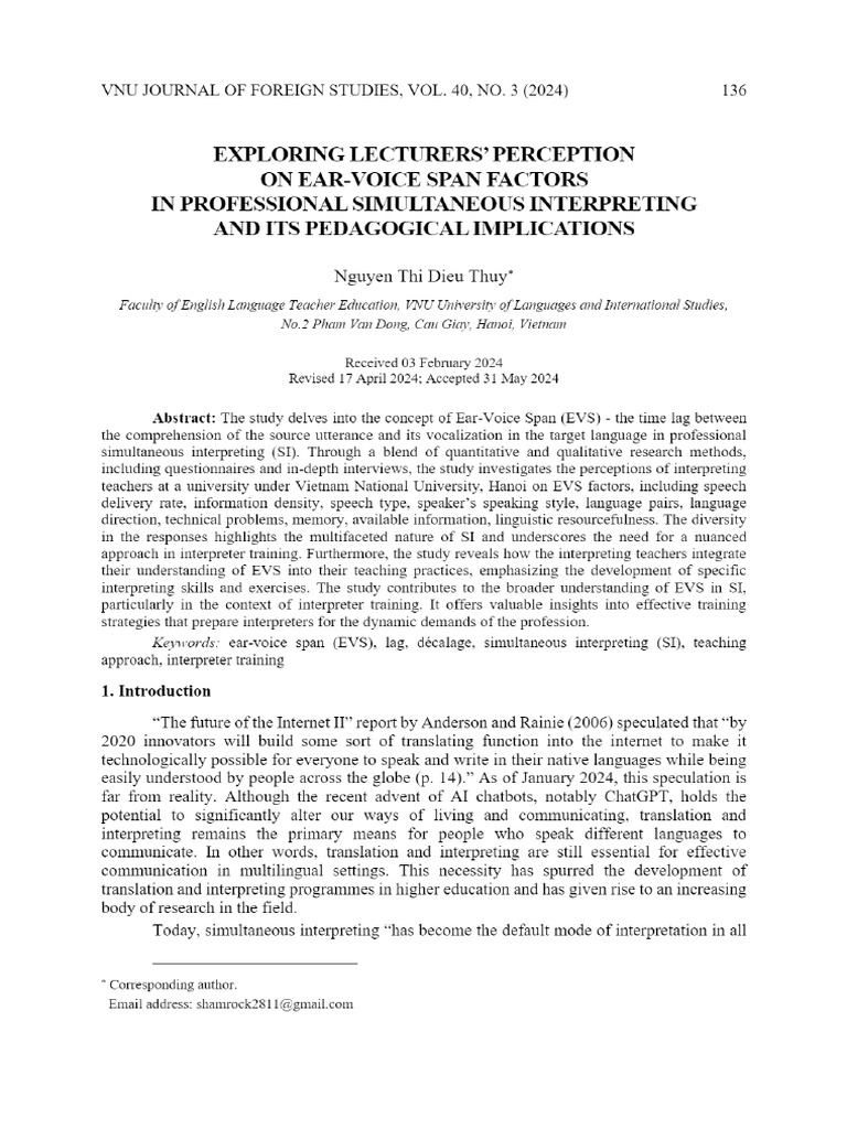 View of EXPLORING LECTURERS' PERCEPTION ON EAR-VOICE SPAN FACTORS IN PROFESSIONAL SIMULTANEOUS ...