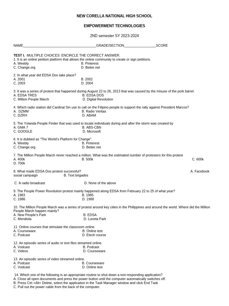 Etech Long Quiz | PDF | World Wide Web | Internet & Web