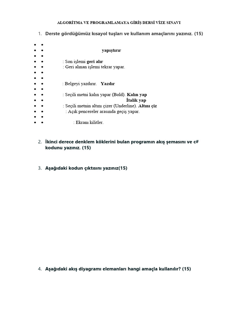 Algoritma Vize 21 Kasım 2023 | PDF