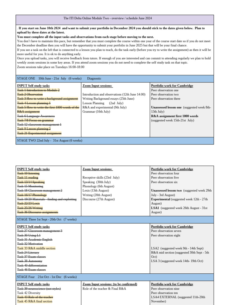 ITI Delta Module Two Schedule 2024 | PDF | Cognition | Applied Linguistics