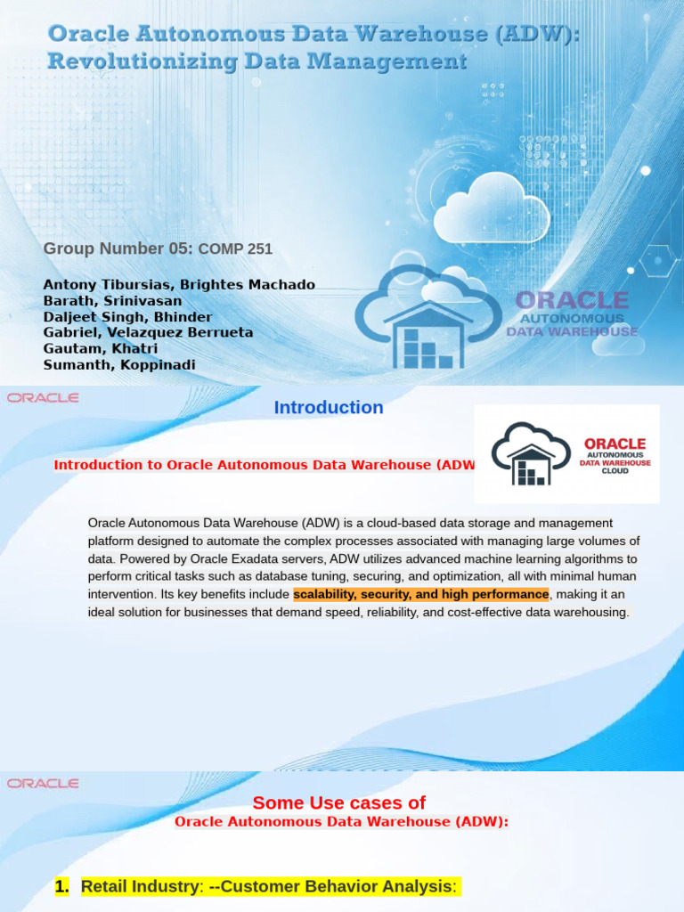 Oracle Autonomous DataWarehouse Presentation | PDF | Cloud Computing ...