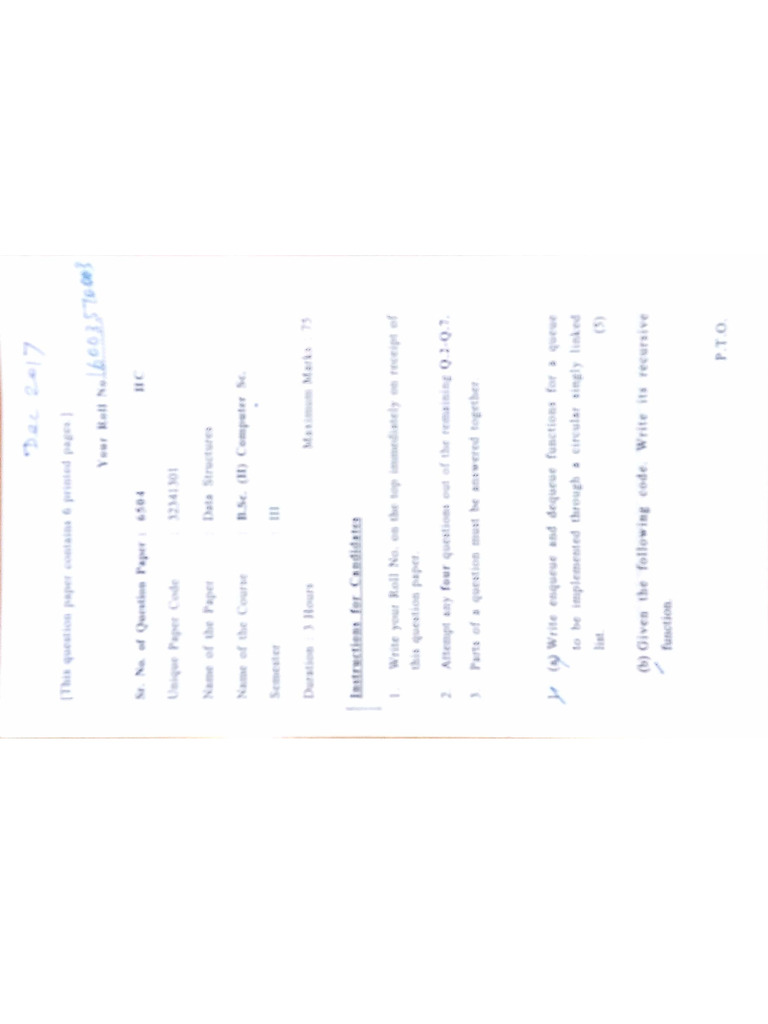 DS Question Papers BSCH | PDF