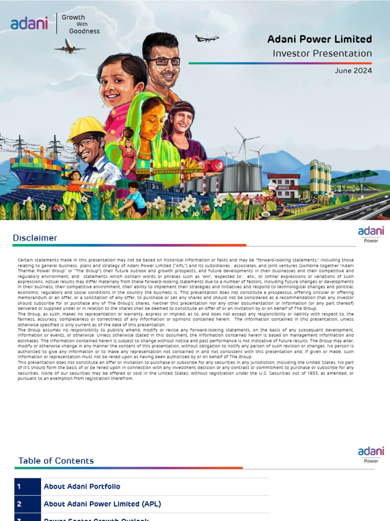 Adani Power Investor Presentation 2024 | PDF | Watt | Renewable Energy