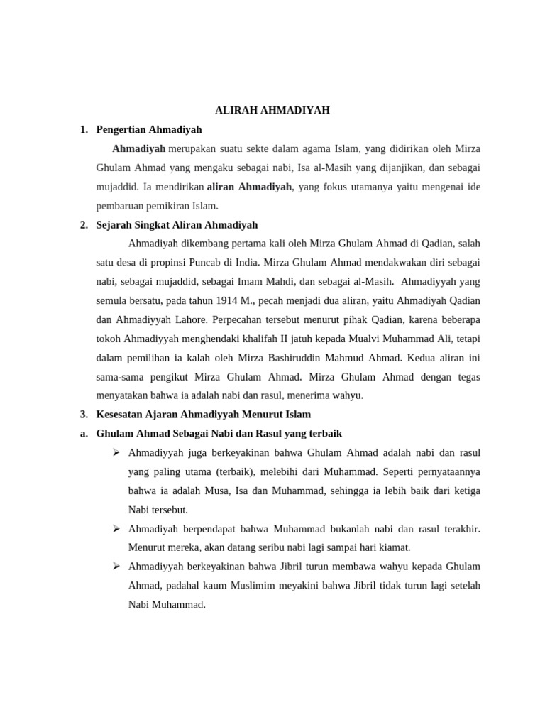Kesesatan Ajaran Aliran Ahmadiyah | PDF
