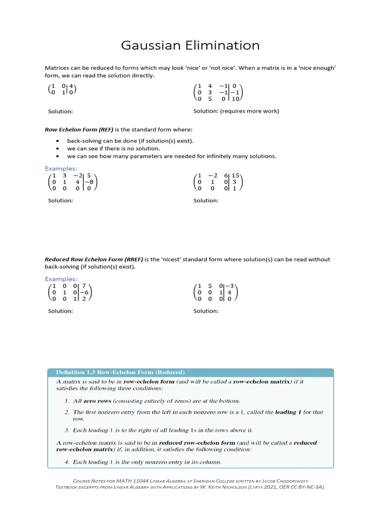 1B - Gaussian Elimination | PDF | Matrix (Mathematics) | Applied Mathematics