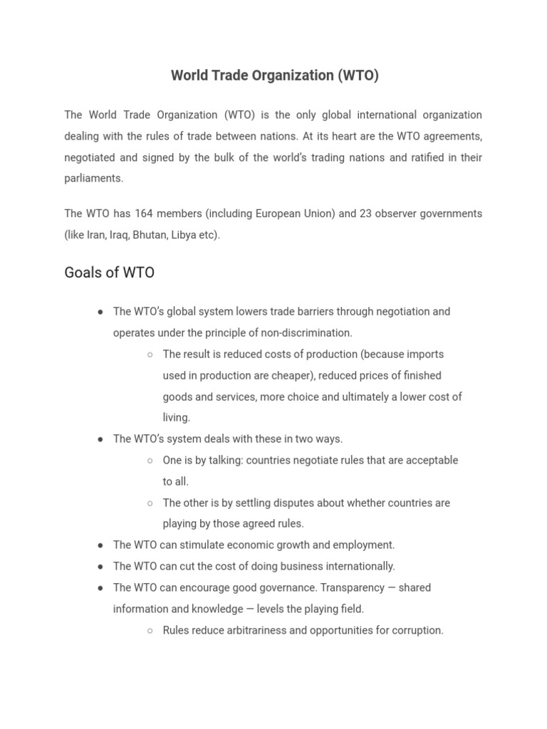 World Trade Organization (WTO) | PDF | World Trade Organization | Doha Development Round
