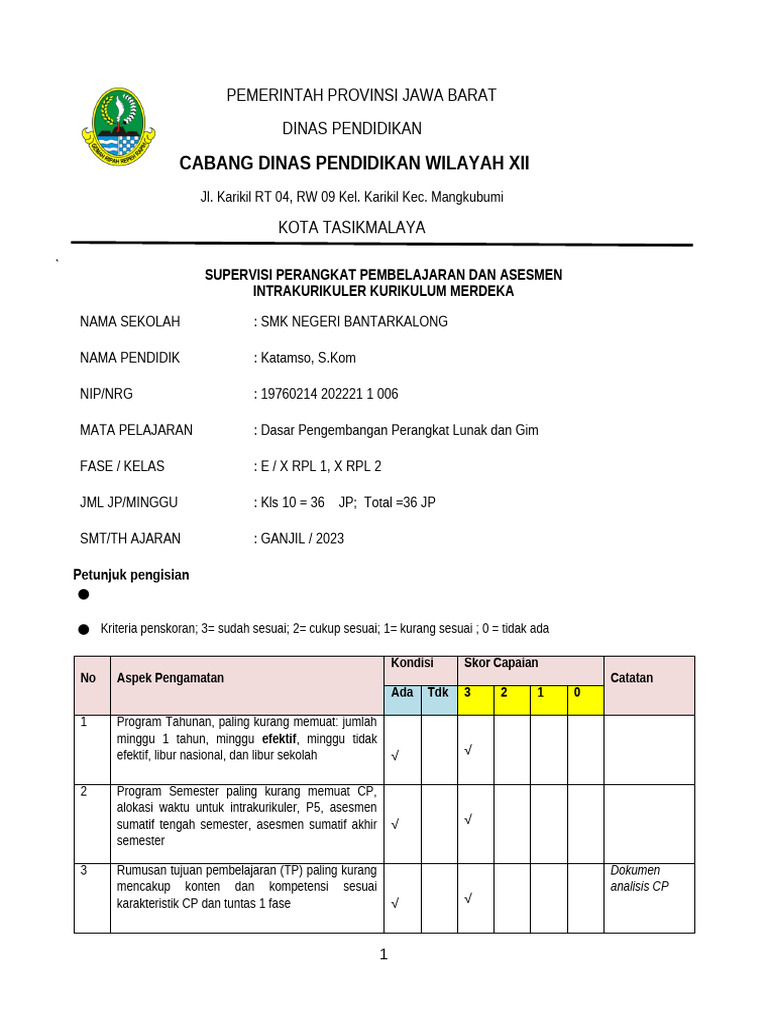 Bagi 1.2.. INST. PERANGKAT AJAR IKM | PDF