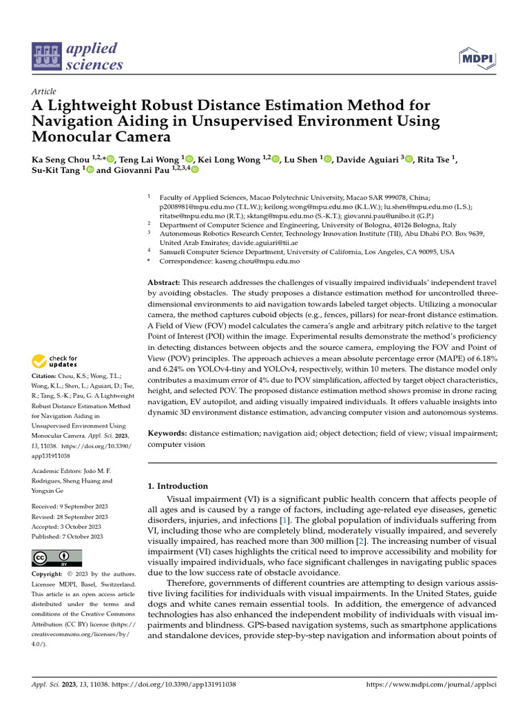 A Lightweight Robust Distance Estimation Method | PDF | Radar | Lidar