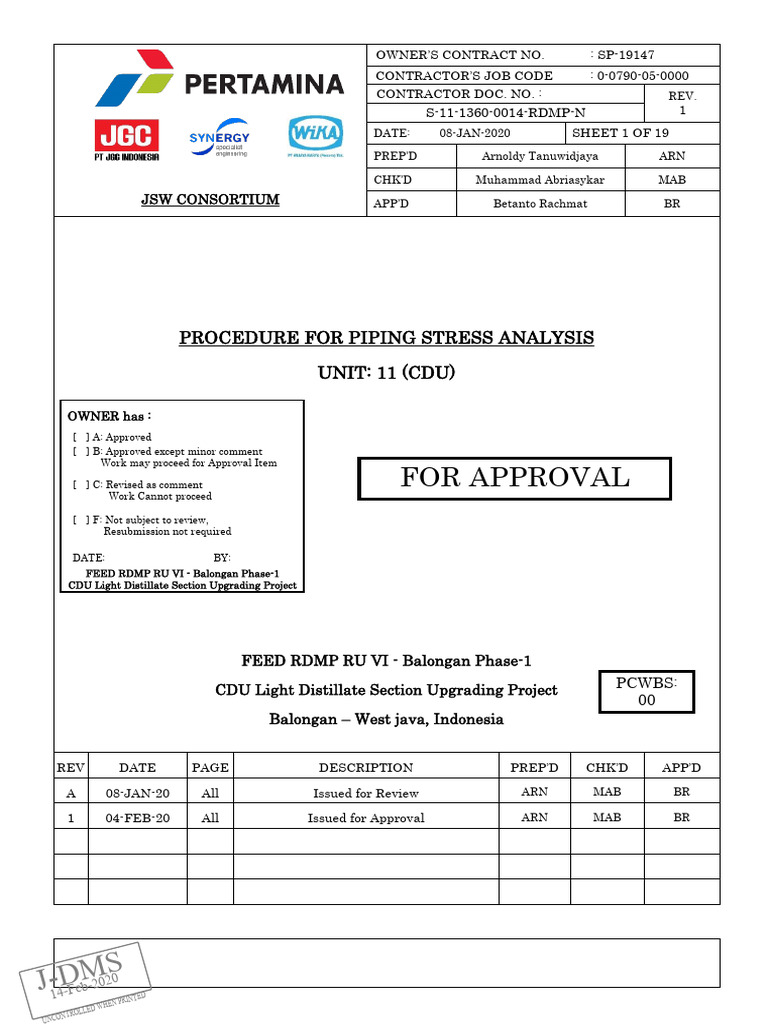 S-11-1360-0014-RDMP-N - 1 - Piping Stress Procedure | PDF | Friction | Pipe (Fluid Conveyance)