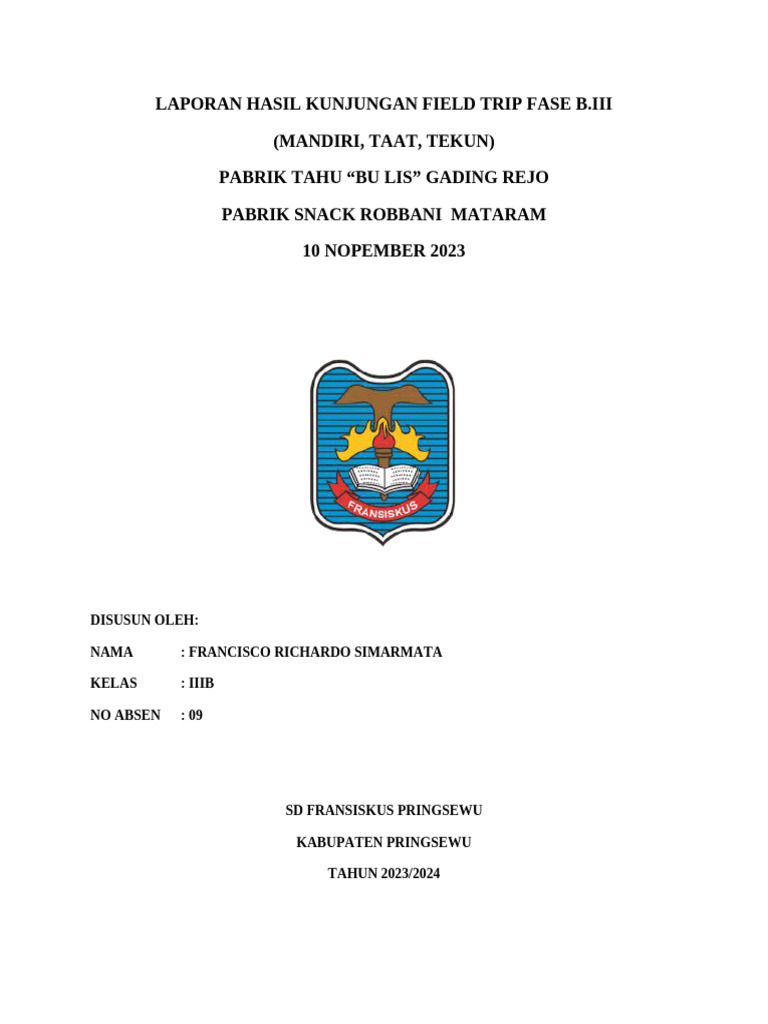 Laporan Hasil Kunjungan Field Trip Fase B | PDF
