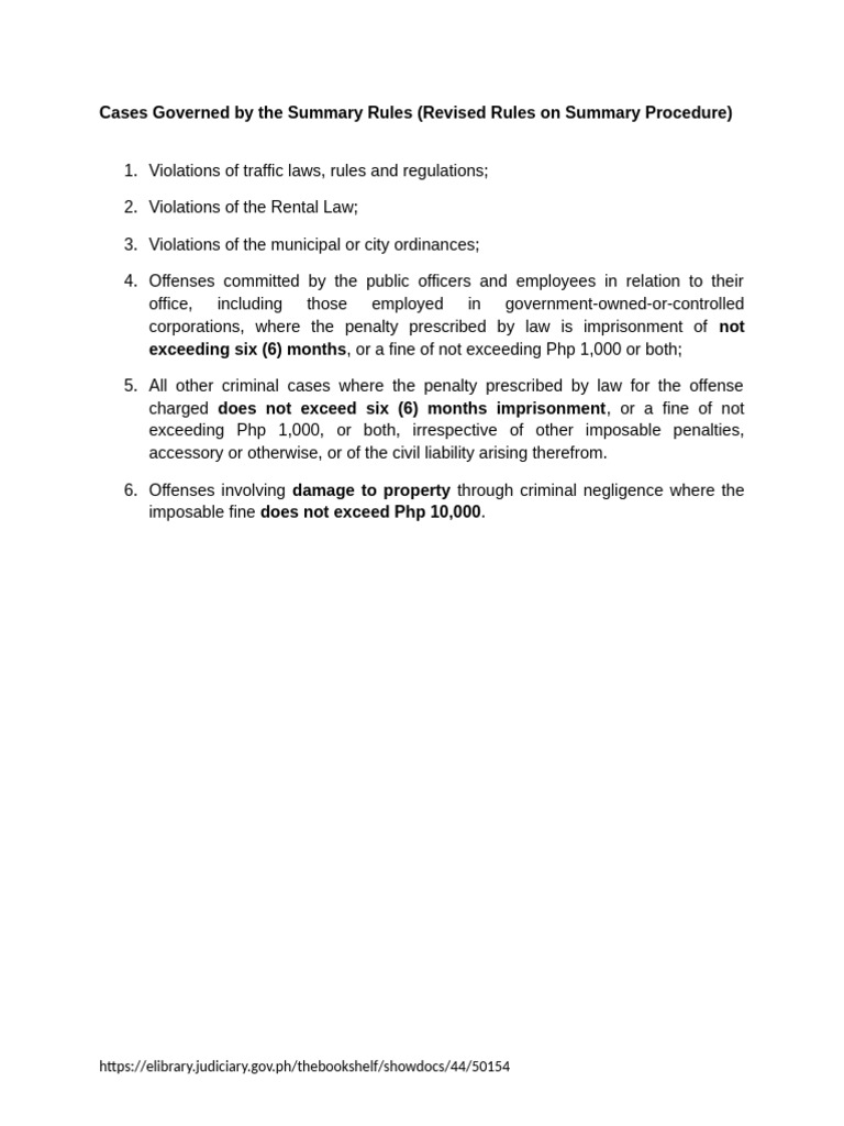 Cases Governed by Summary Rules | PDF