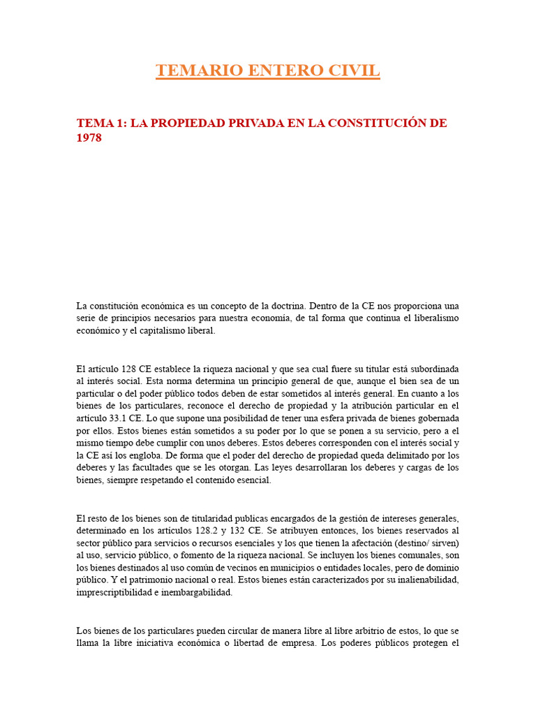 Temario Entero Civil | PDF | Posesión (Ley) | Propiedad