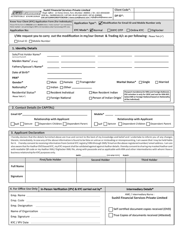 Email Mobile Modification For KRA | PDF