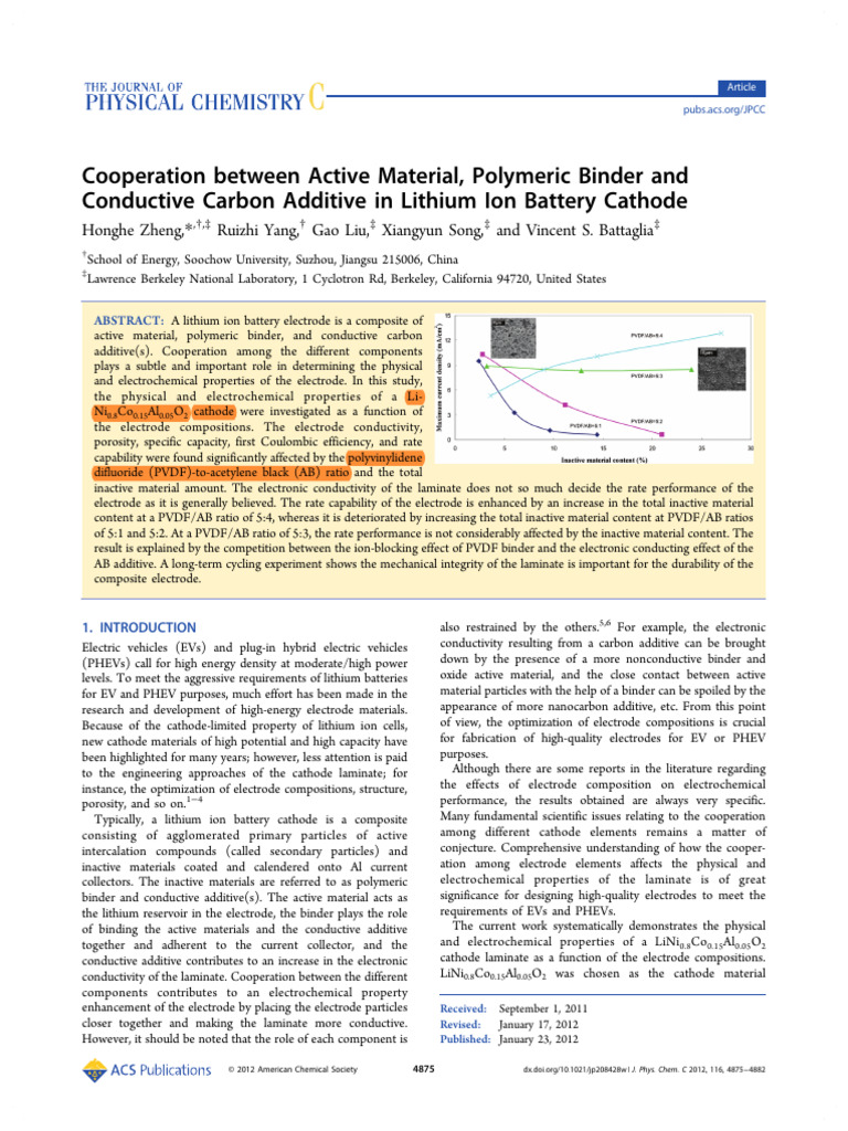 Cooperation Between Active Material, Polymeric Binder and Conductive ...