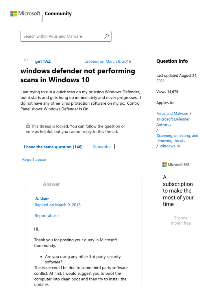 Windows Defender Scan Issues in 10 | PDF | Computer Virus | Antivirus ...
