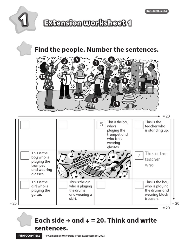 KidsBox Level4 Unit1 Extension Worksheet 1 | PDF