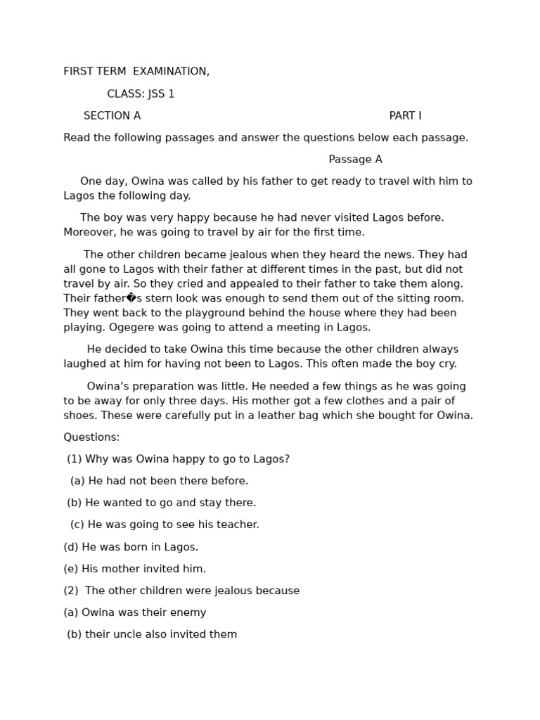 Jss 1 English Language | PDF