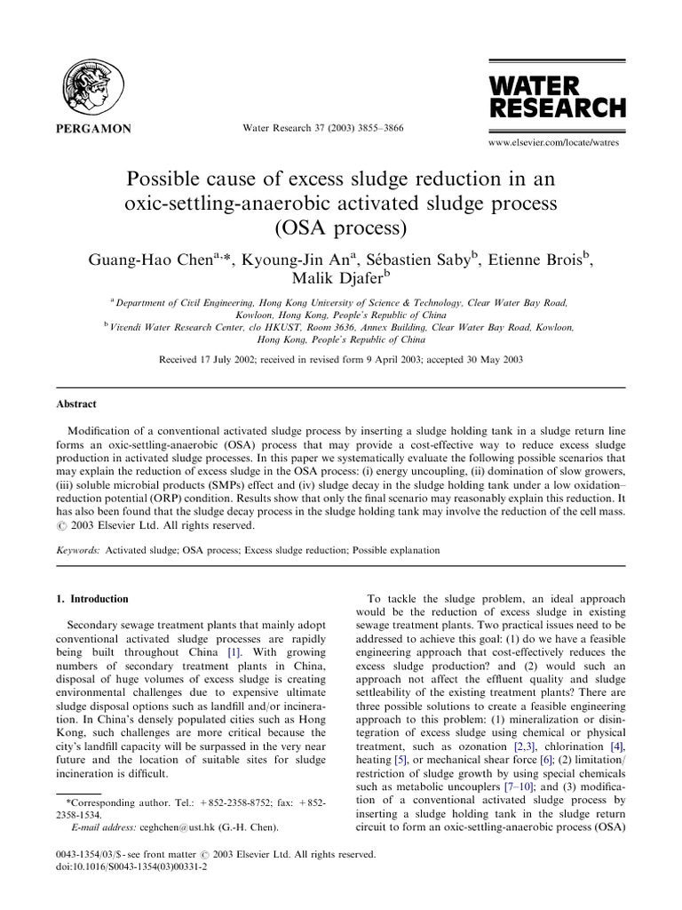 GHC 2003 OSA Process Sludge RDN | PDF | Water Pollution | Environmental ...