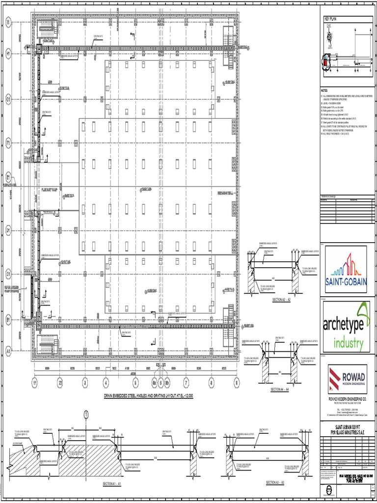 Furnance Building Drain Steel Embedded Angles and Grating Layout @LVL ...