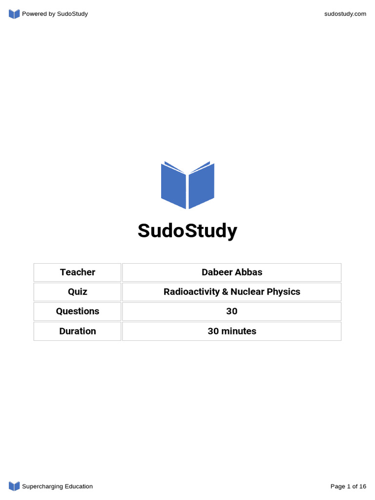 Radioactivity & Nuclear Physics | PDF | Atomic Nucleus | Nuclear Physics