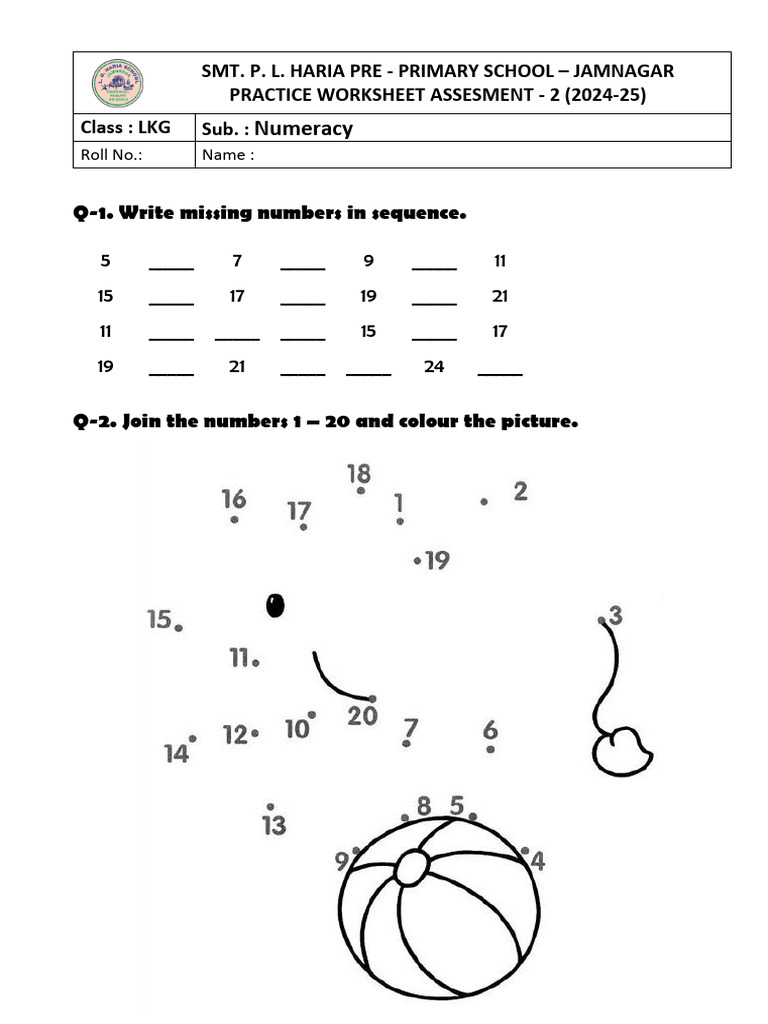 Practice Worksheet LKG 24-25 | PDF
