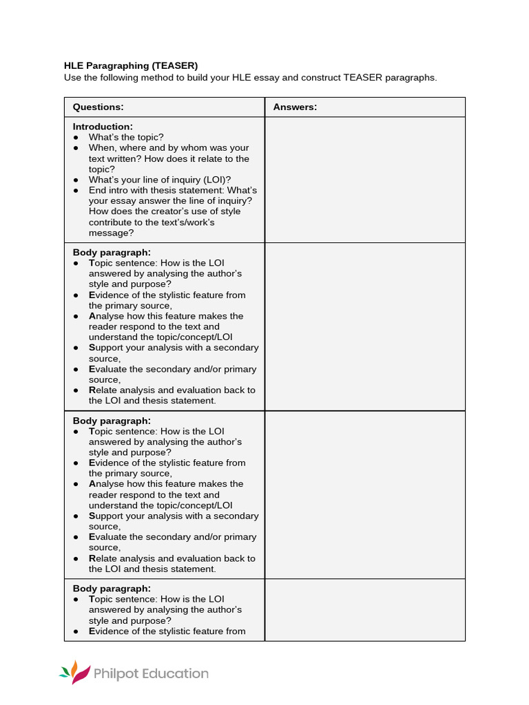 HLE Paragraphing (TEASER) | PDF