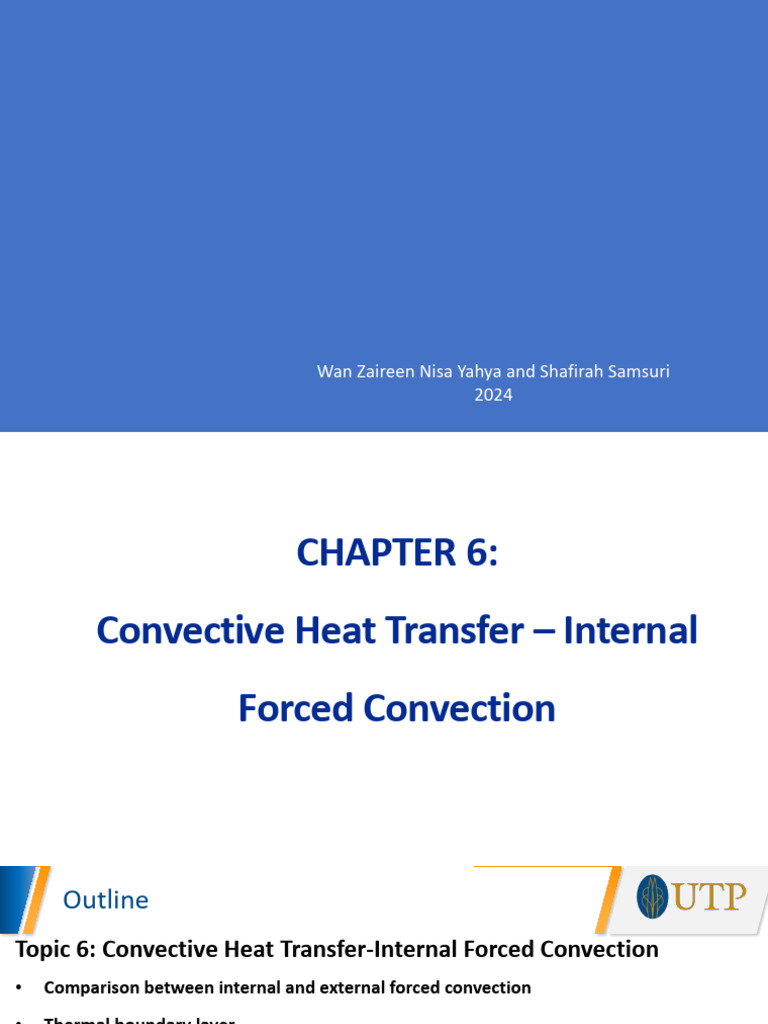 CH2043 - 6 - Convective Heat Transfer - Internal Convection | PDF | Convection | Boundary Layer