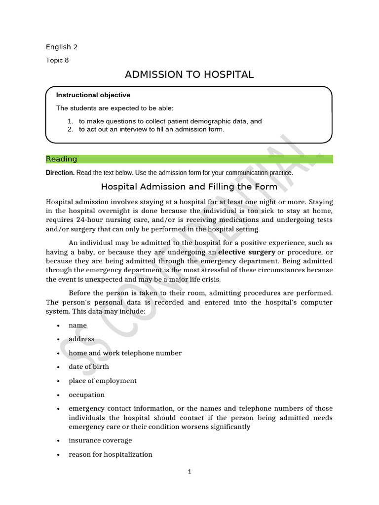 Hospital Admission Process Overview | PDF | Hospital | Emergency Department