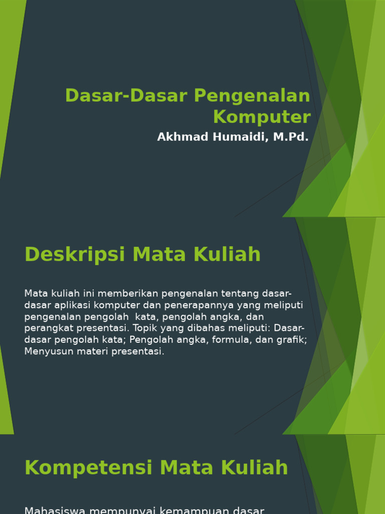 Pengenalan Dasar Dasar Komputer 1 | PDF