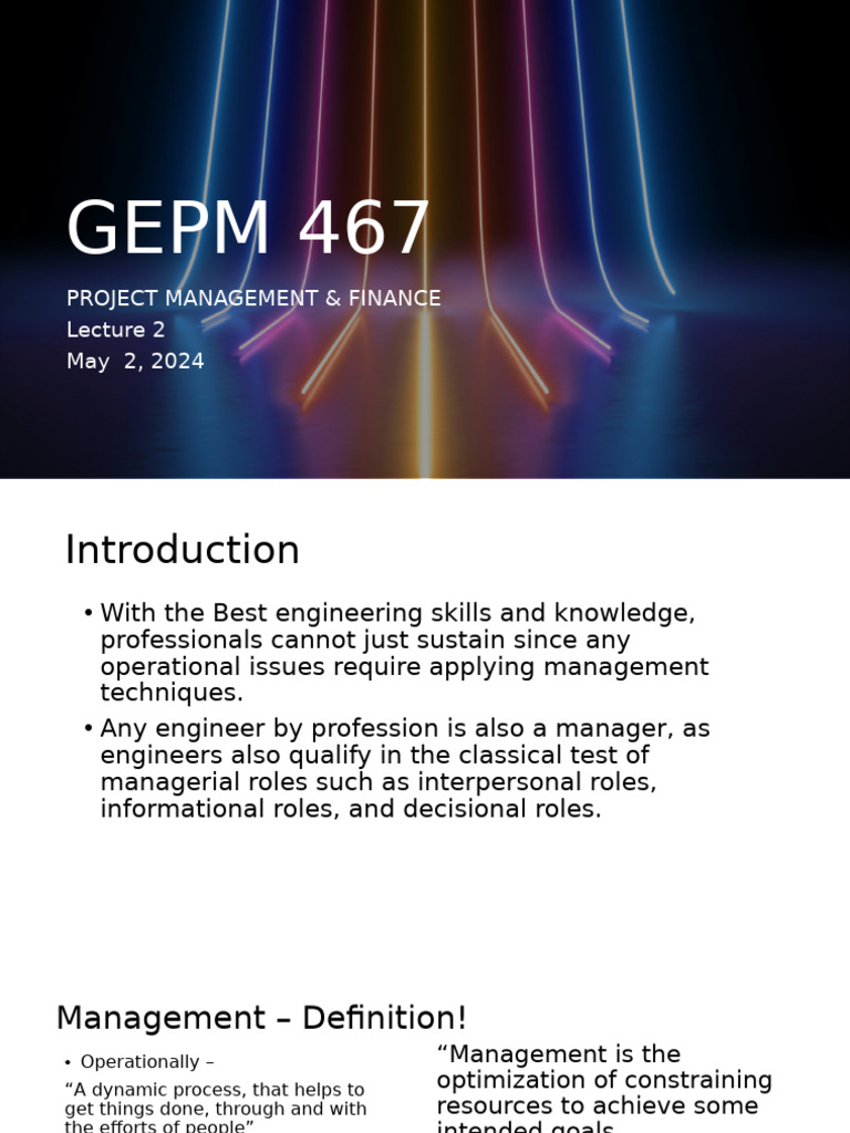 GEPM 467 Lec 2 | PDF | Goal | Leadership