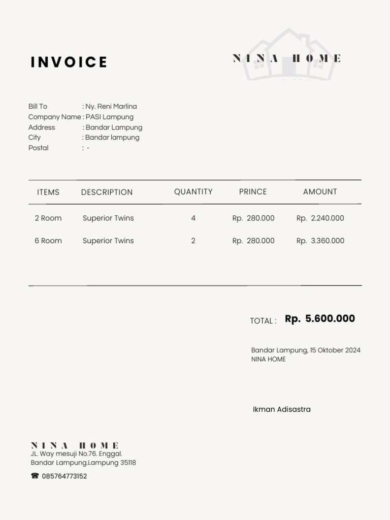 Invoice Penginapan | PDF
