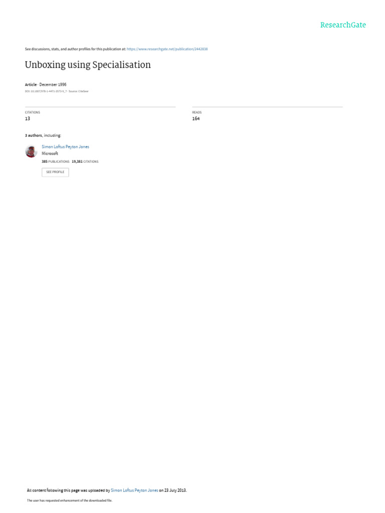 Unboxing Using Specialisation | PDF | Constructor (Object Oriented ...