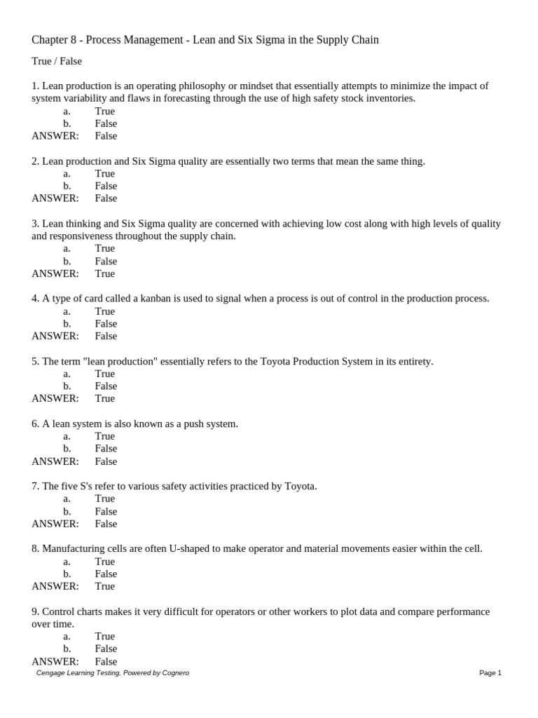 Chapter 8 Process Management Lean and Six Sigma in The Supply Chain | PDF | Lean Manufacturing ...