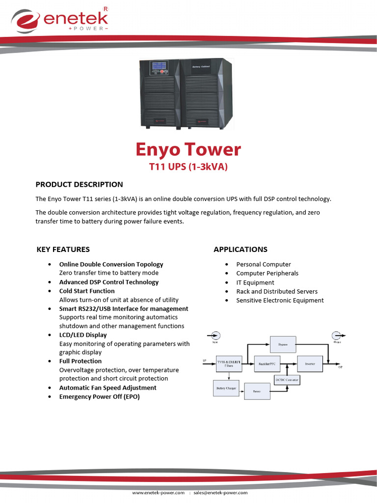 Enyo Tower T11 UPS (1-3kVA) | PDF | Alternating Current | Electrical Engineering