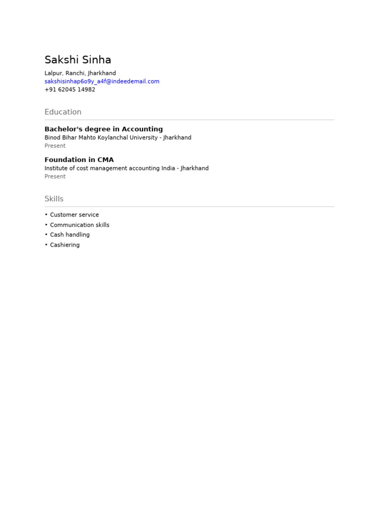 Resume Sakshi Sinha | PDF