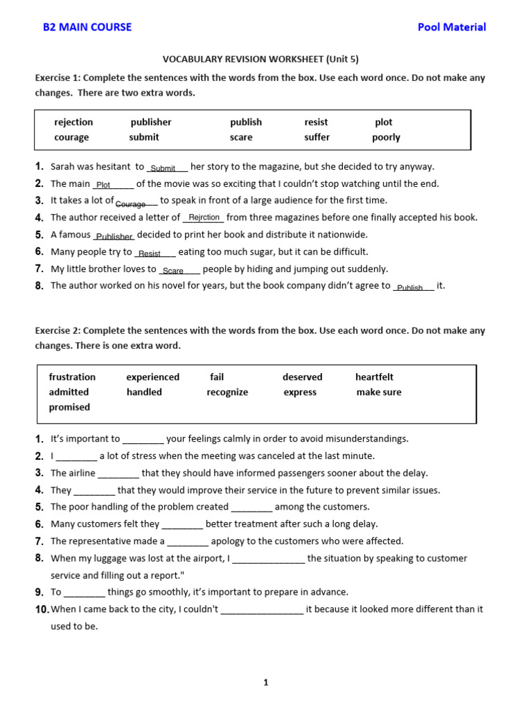 91 - Evolve 4 Unit 5 Vocabulary Revision | PDF