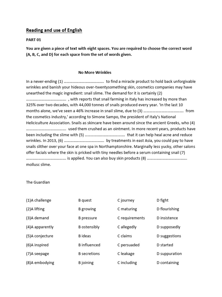 CPE Exam Pack 01 (Reading and Use of English) WITH ANSWRES | PDF | Caffeine | Marathon