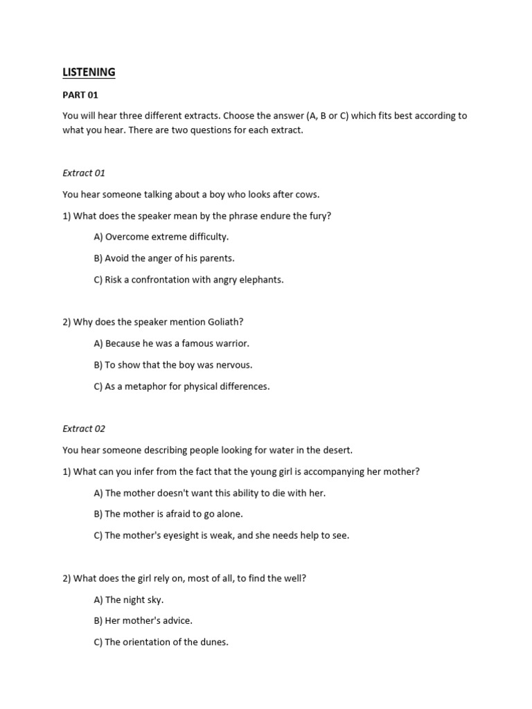 CPE Exam Pack 01 (LISTENING) WITH ANSWERS | PDF