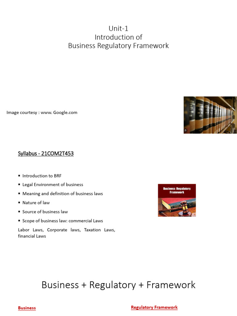Unit 1 - Introduction of Business Regulatory Framework | PDF | Taxes | Labour Law