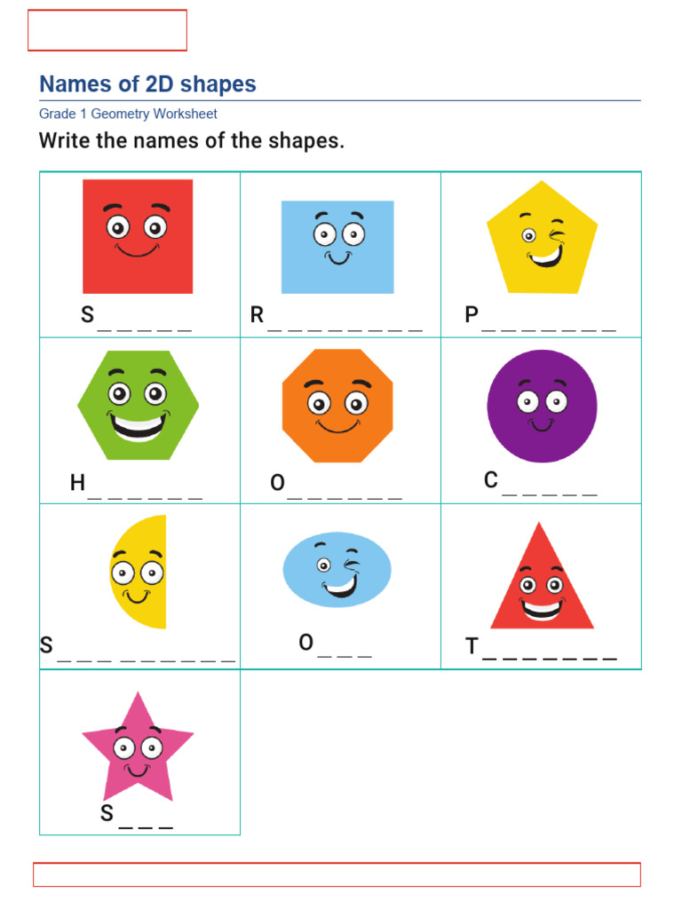 Grade 1 Names 2d Shapes B | PDF