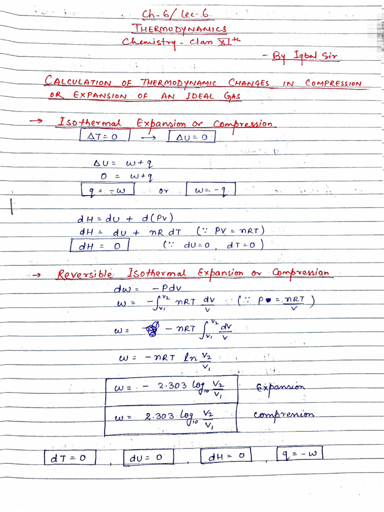 Lec 6 Thermodynamics | PDF