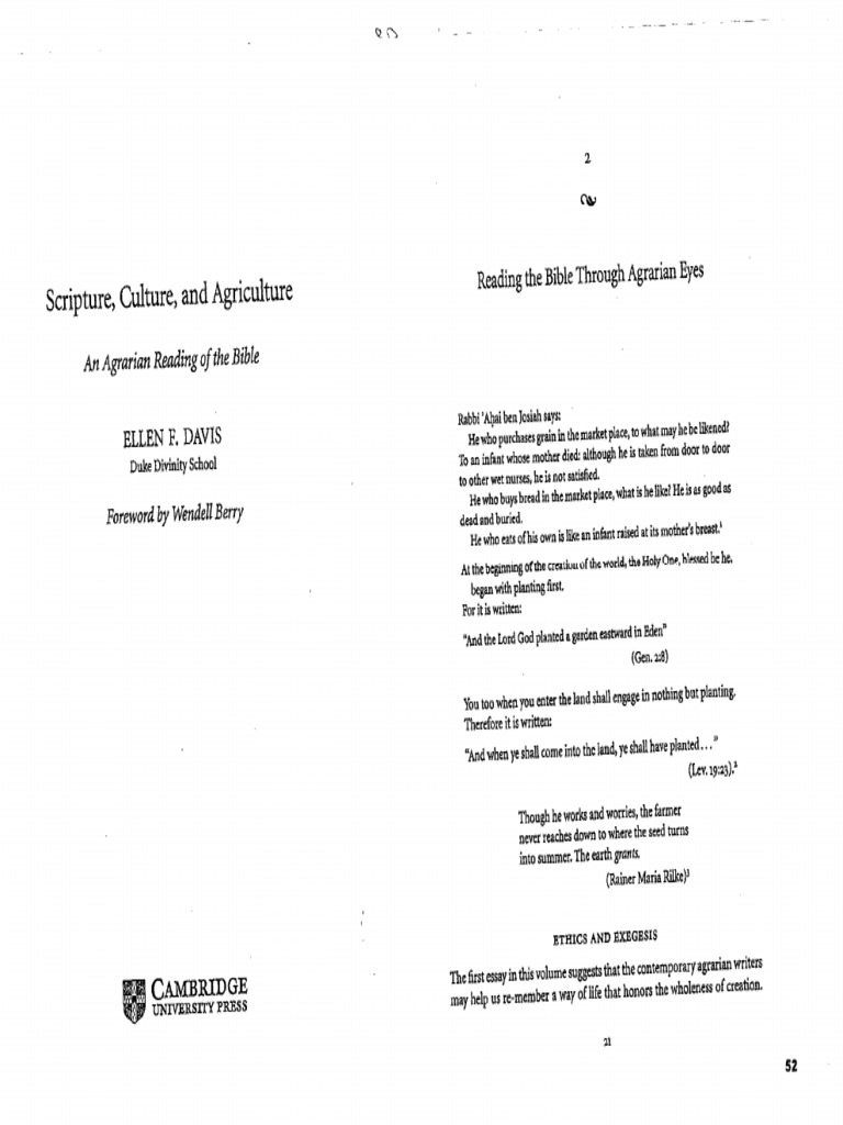 Davis - Scripture, Culture, and Agriculture | PDF | Bible | Agriculture