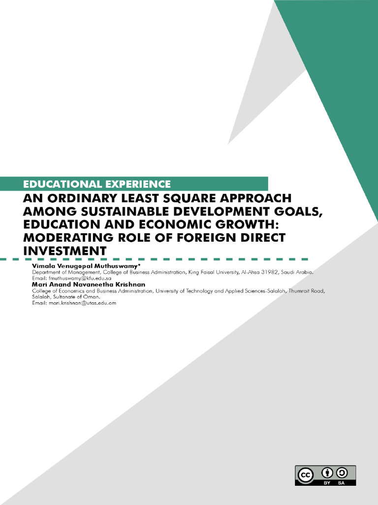 View of AN ORDINARY LEAST SQUARE APPROACH AMONG SUSTAINABLE DEVELOPMENT ...