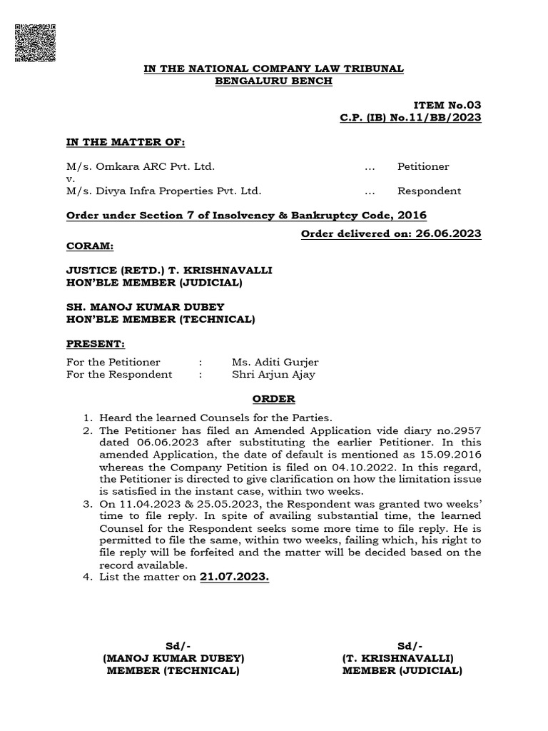 Order Dated 26.06.2023 | PDF