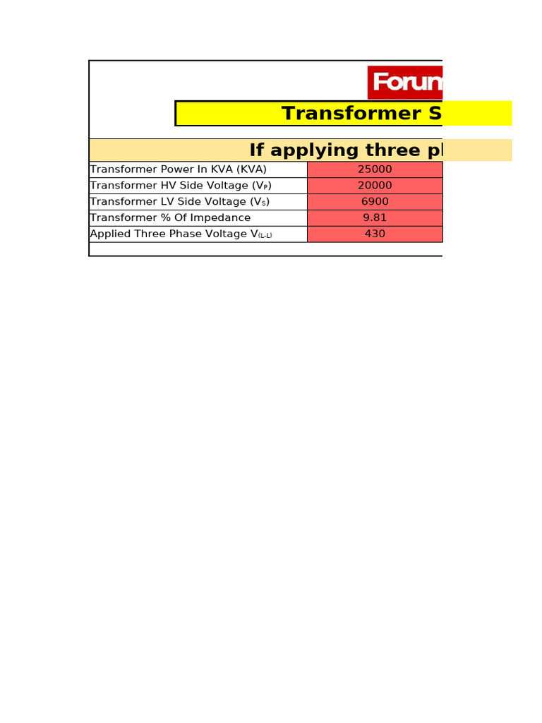 Transformer Short Circuit Current Calculation | PDF
