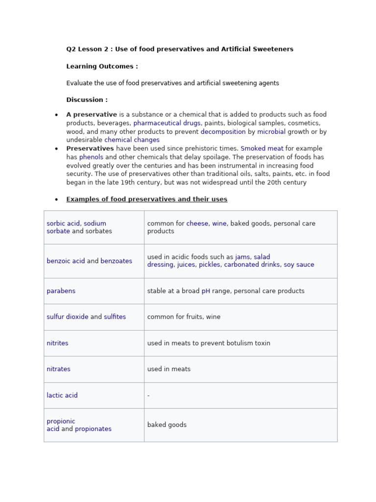 Q2 Lesson 2 Consumer Chemistry | PDF | Sugar Substitute | Food Science