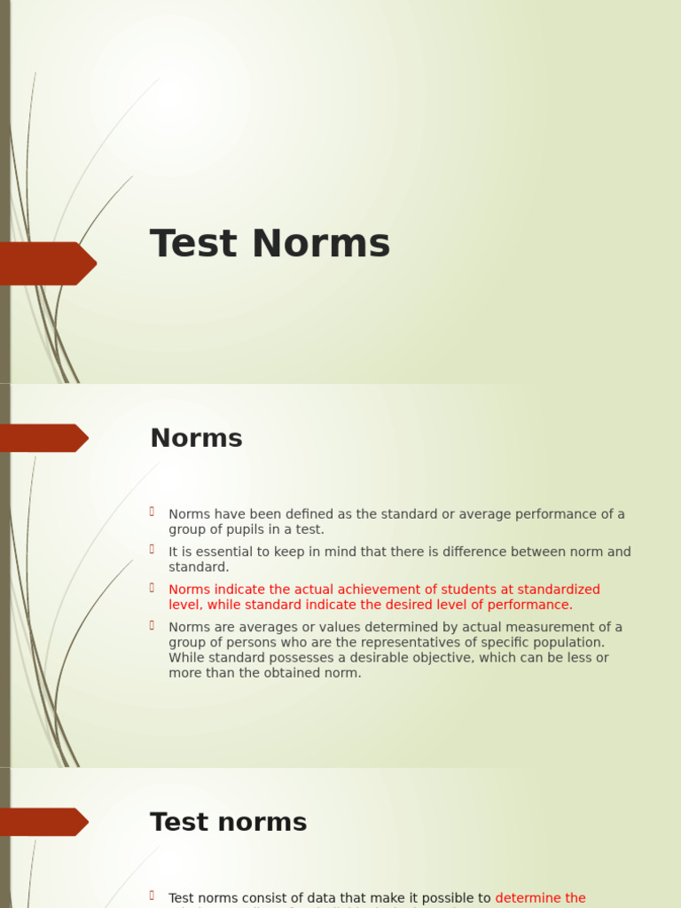 Test Norms Lecture | PDF | Sampling (Statistics) | Evaluation Methods