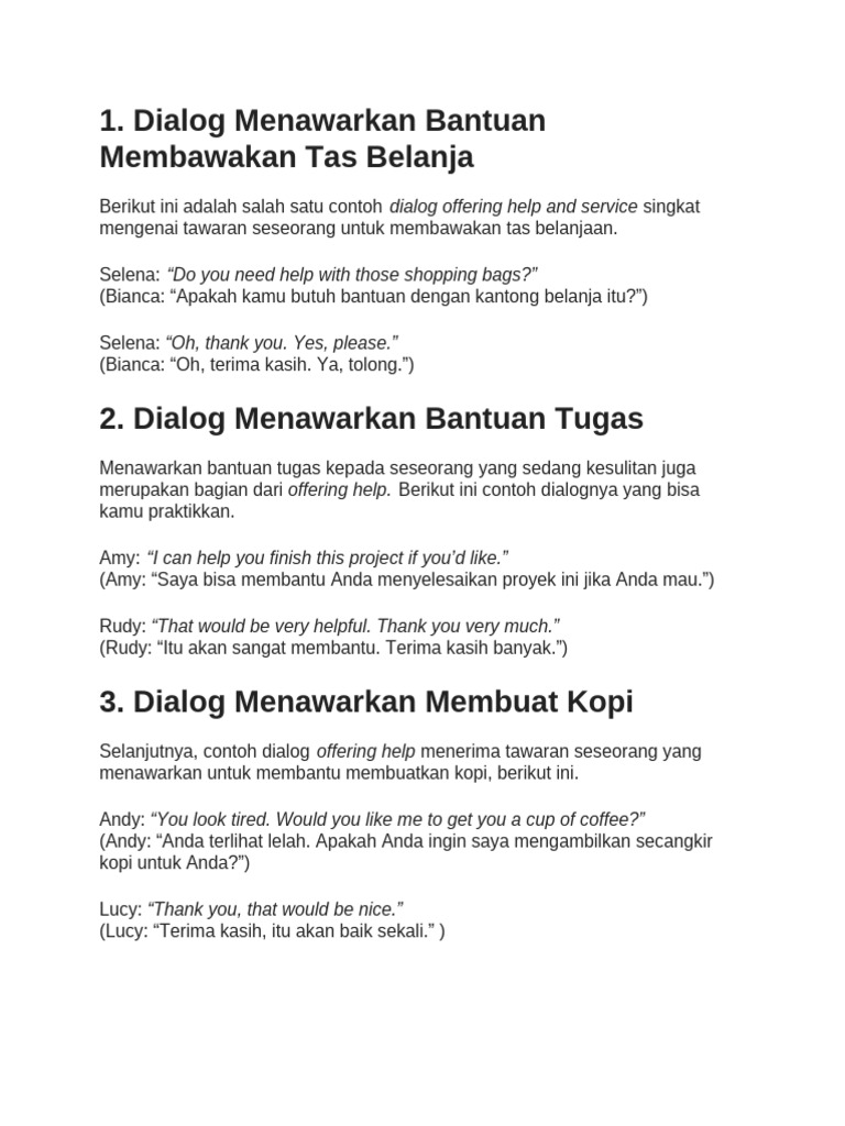 Contoh - Contoh Dialog Offering Helps N Suggestion | PDF